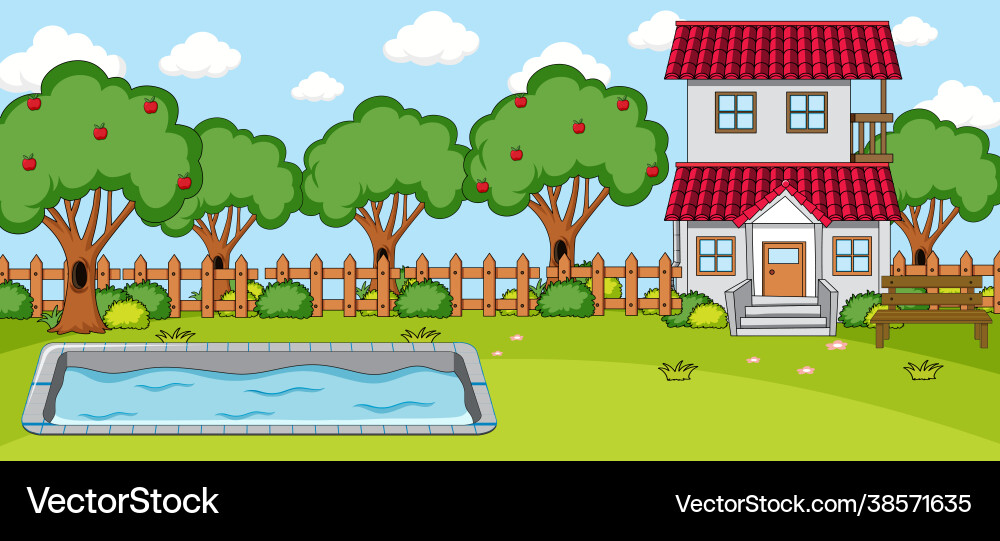 Empty house outdoor scene at daytime Royalty Free Vector