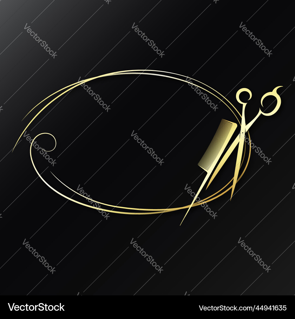 Golden Scissors & Comb Beauty Pattern Vector Image