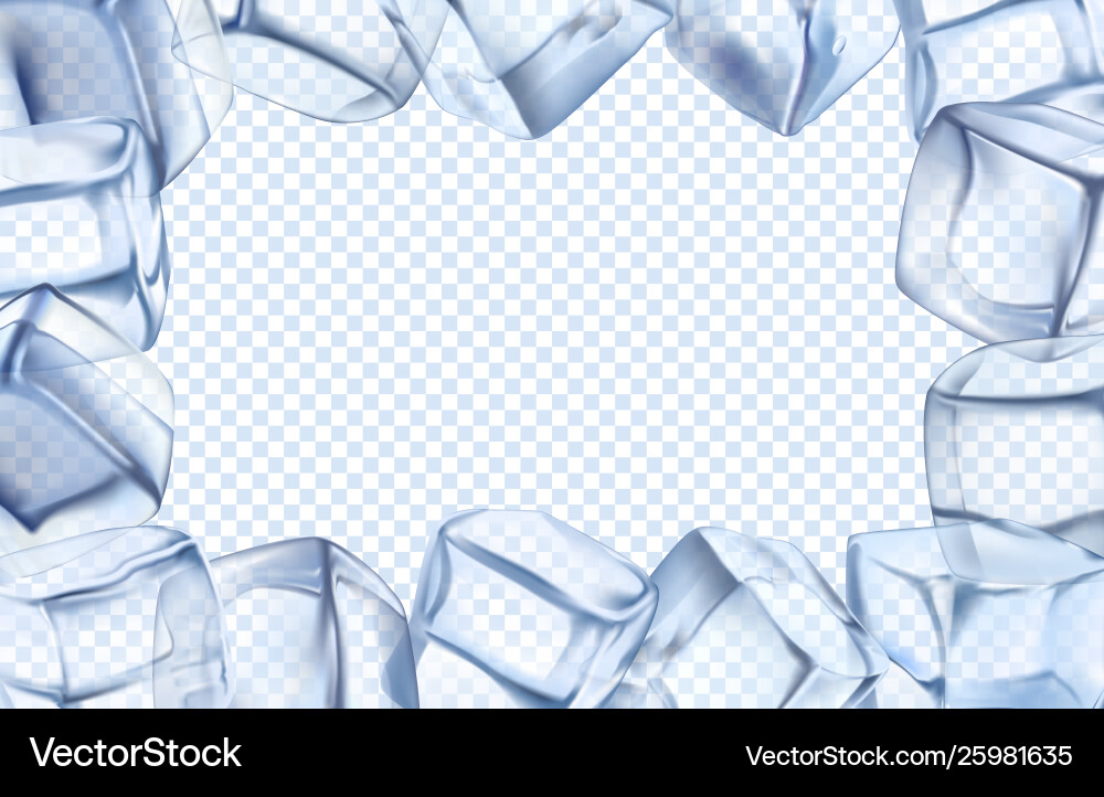 Ice cubes frame chill border icy cold cube Vector Image