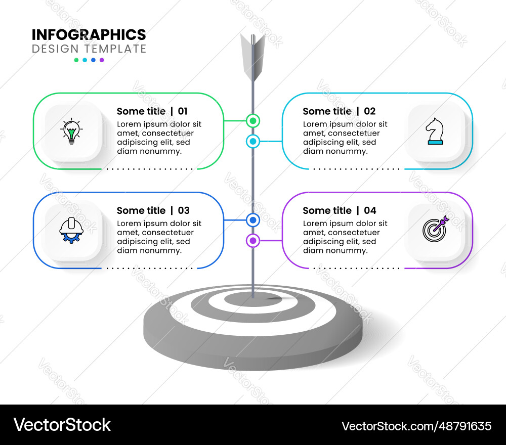 Infographic template dartboard with 4 steps Vector Image