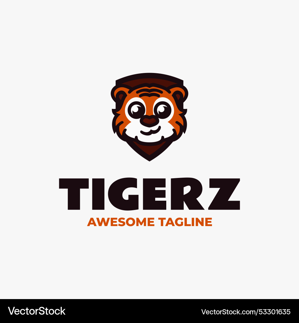 Logo tiger mascot cartoon style Royalty Free Vector Image