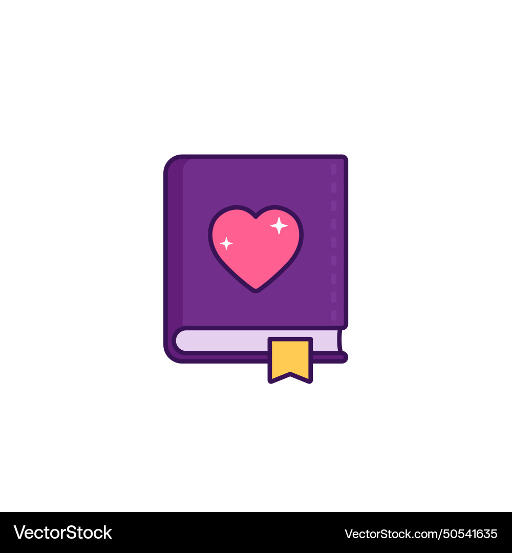 Love diary icon with outline Royalty Free Vector Image