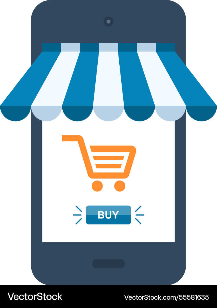 Mobile shopping flat web icon concept Royalty Free Vector