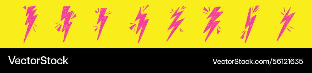Pink thunder lightning doodle with energetic hand Vector Image