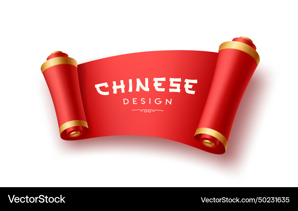 Red paper scrolls ancient chinese design Vector Image