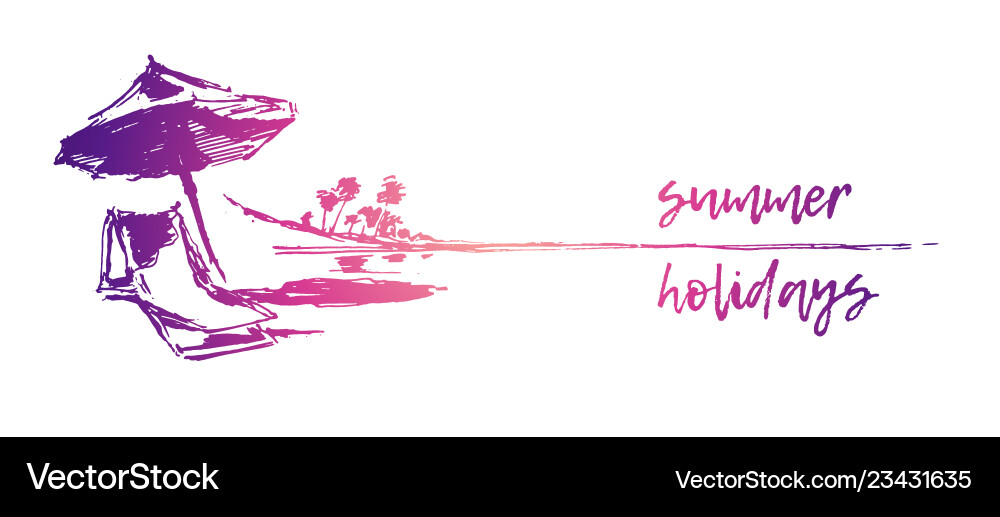 Vacation sea beach summer holidays sketch Vector Image