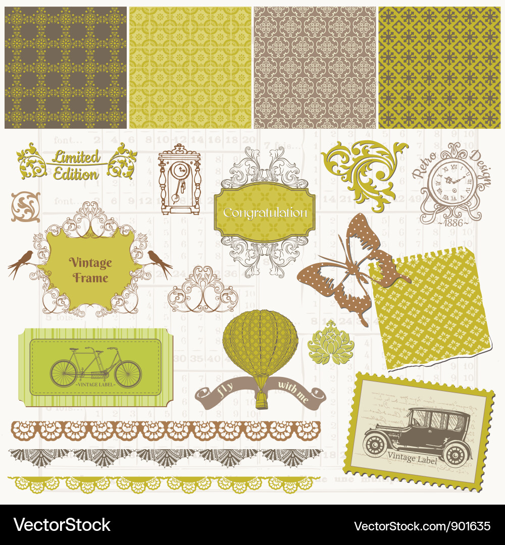 Vintage Time Scrapbook Elements Royalty Free Vector Image