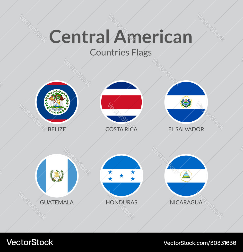 Central american countries flag icons collection Vector Image