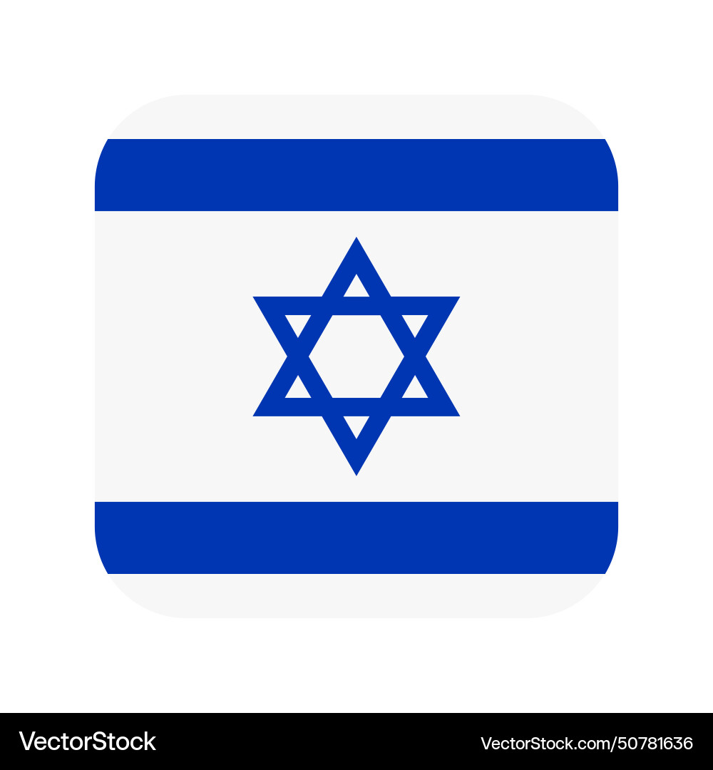 Israel flag in a square on white background Vector Image