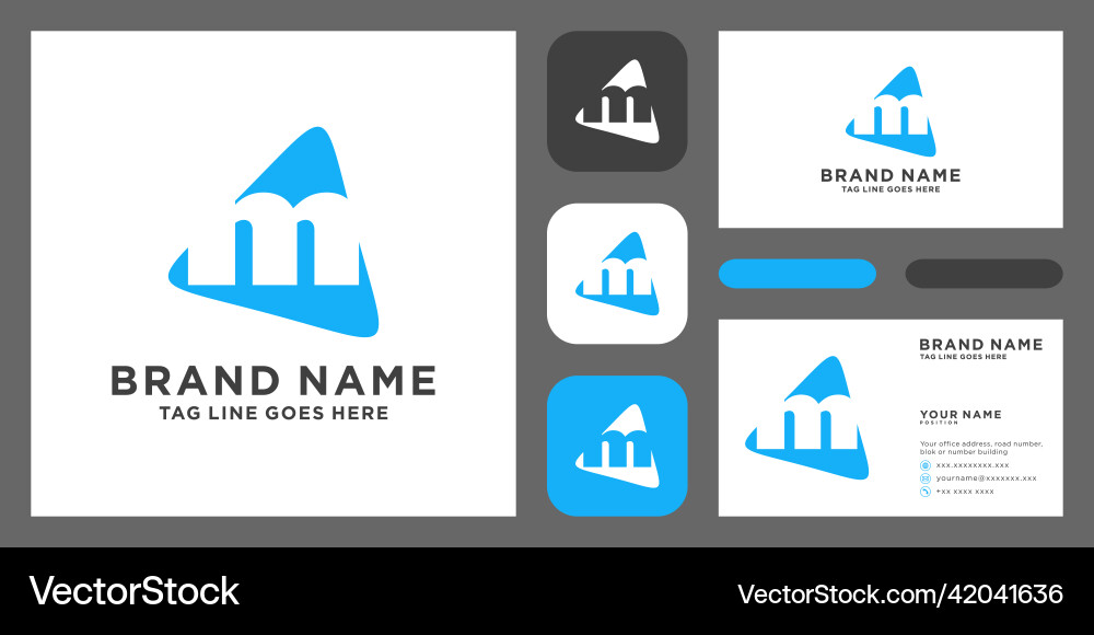 Letter m rounded triangle shape icon logo Vector Image