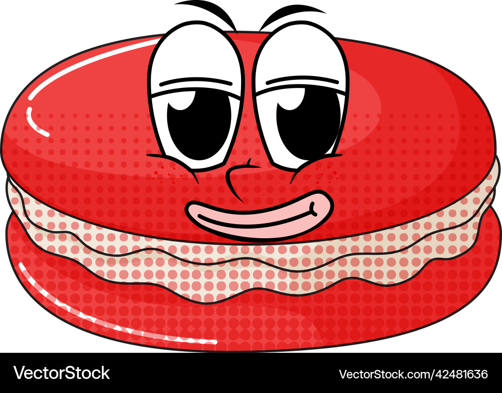 Red macaron with happy face Royalty Free Vector Image