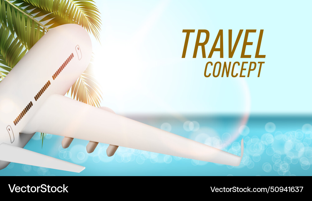 3d white jet airplane take off travel concept Vector Image