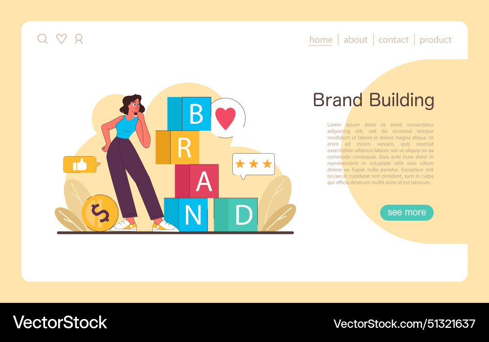 Brand building concept flat Royalty Free Vector Image