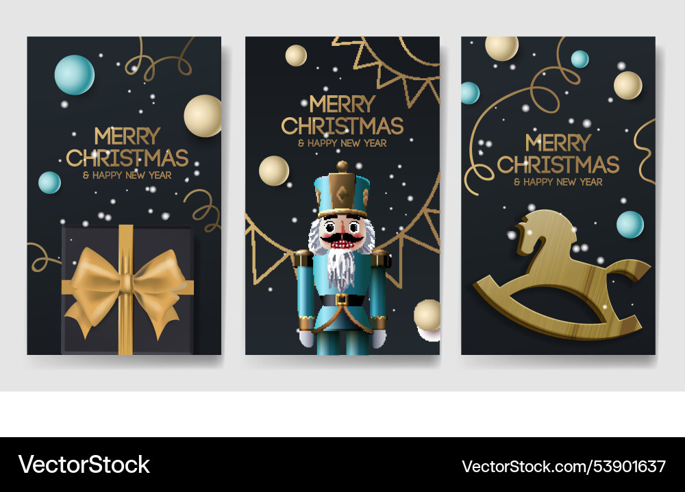 Christmas modern design with nutcracker gift box Vector Image