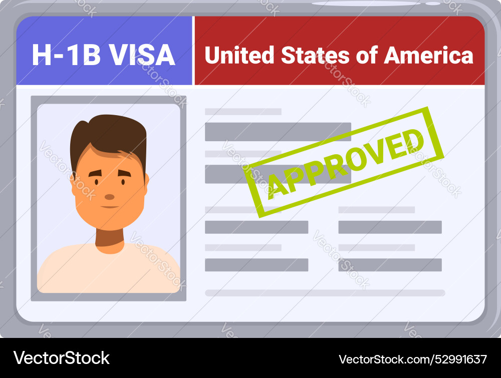 Concept of immigration work permit and us visa Vector Image