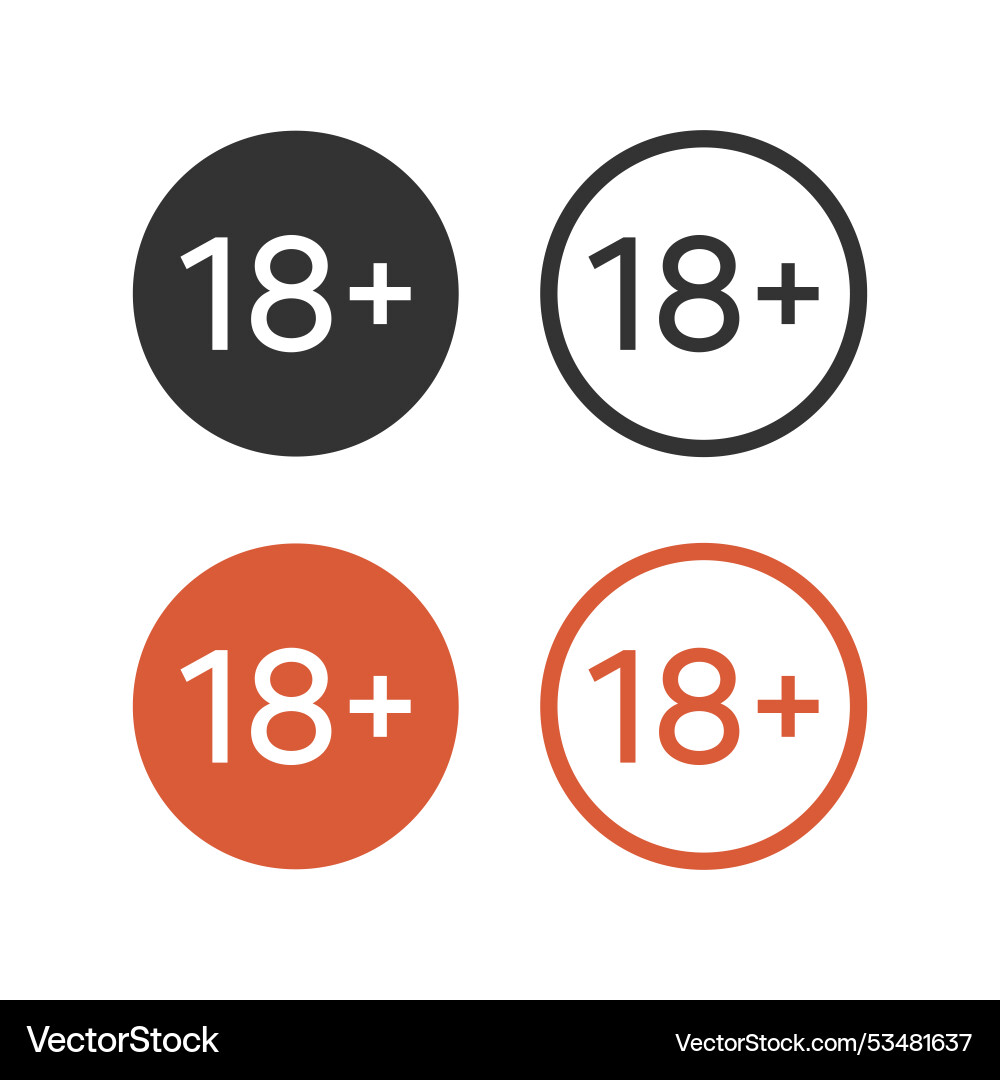 Eighteen plus icon in flat style isolated Vector Image