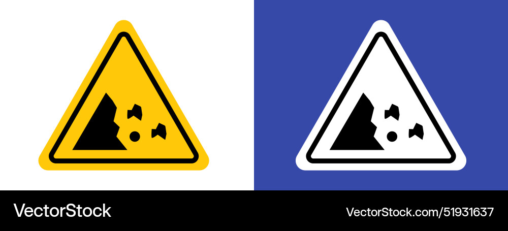 Falling rock hazard sign ensure road safety Vector Image