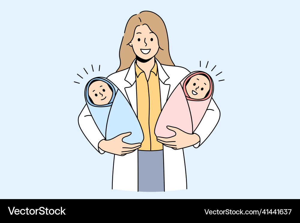 Giving birth to twins concept Royalty Free Vector Image