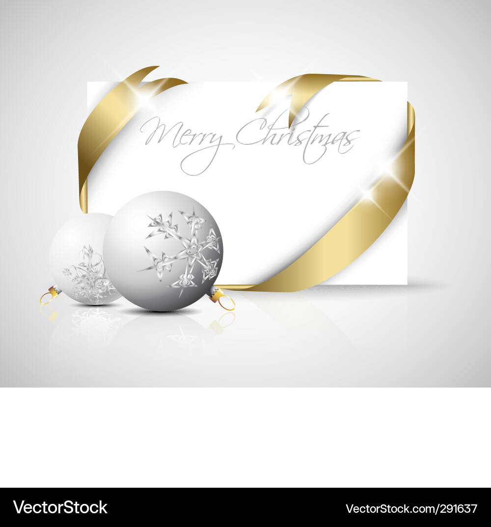 Golden Christmas Card with Ribbon Royalty Free Vector Image