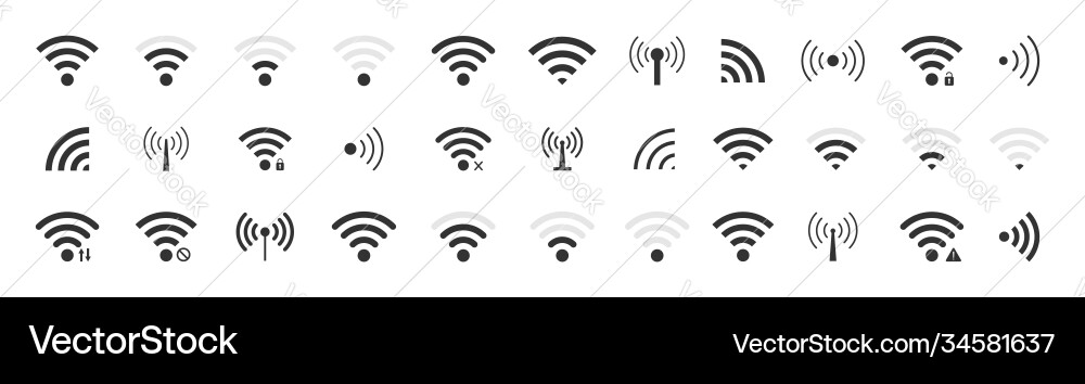 Icon wifi signal wireless internet symbol set Vector Image