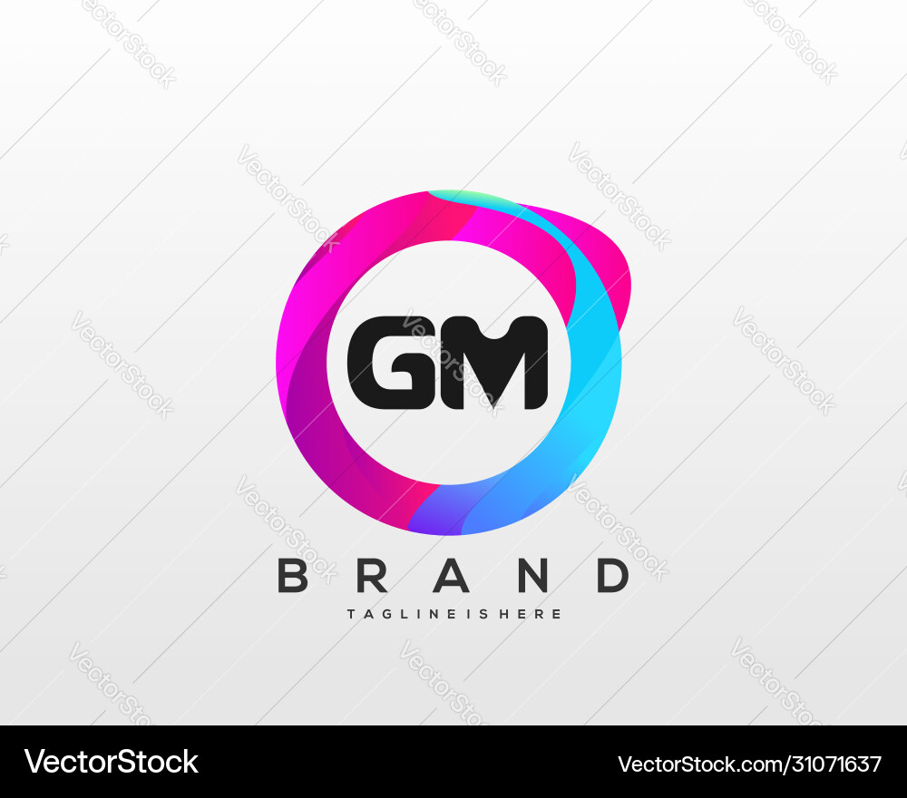 Letter gm gradient color logo design Royalty Free Vector