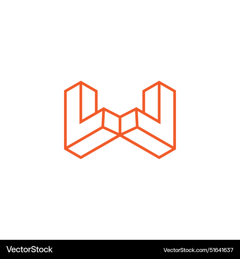 Letter w simple linear frame logo Royalty Free Vector Image