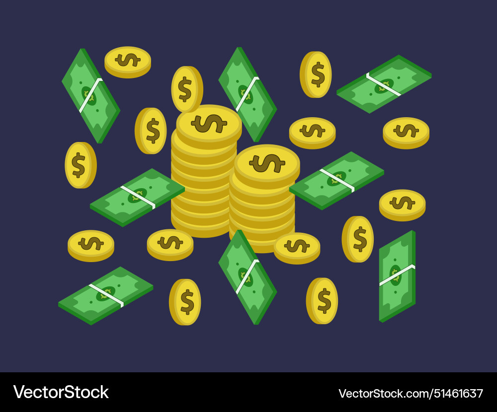 Money and coins dollar bank Royalty Free Vector Image