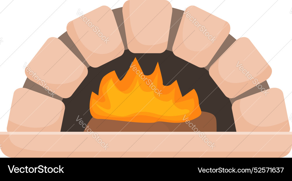 Traditional stone oven burning wood fire Vector Image