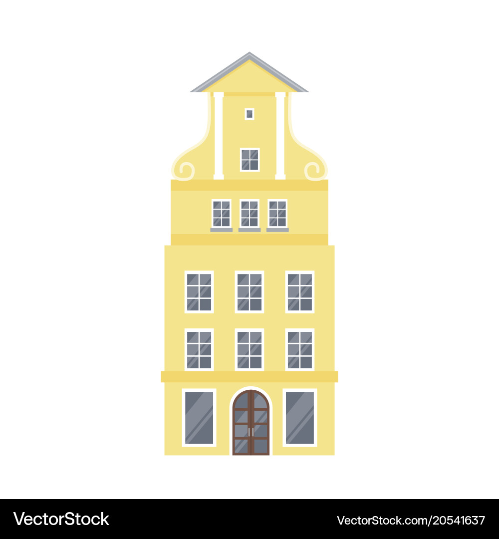 Yellow european style classic building facade Vector Image