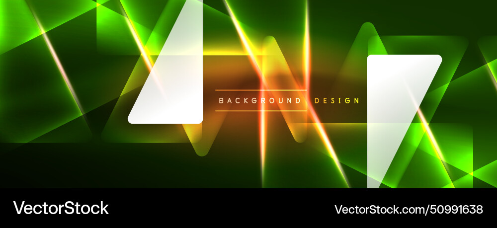 A green background with glowing triangles and Vector Image