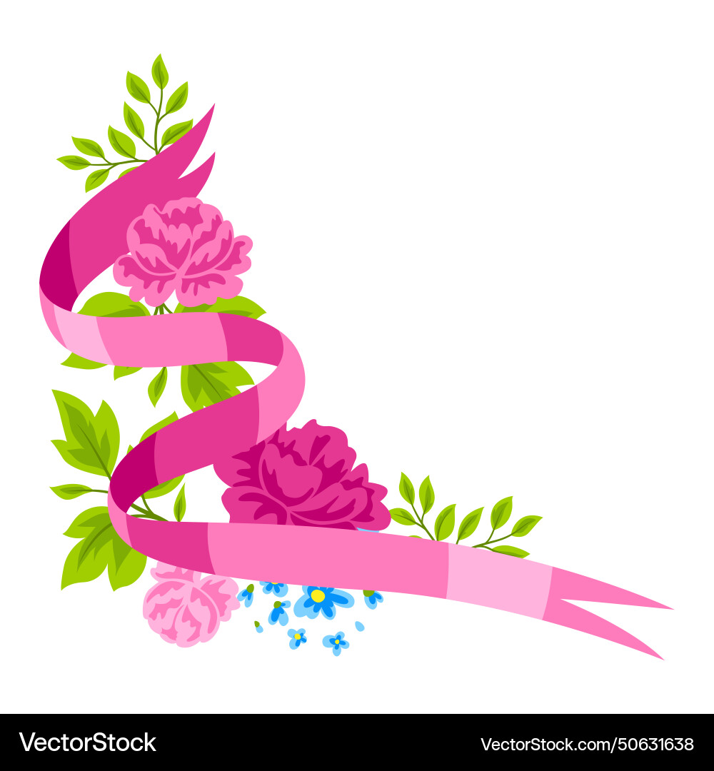 Background with flowers and ribbon beautiful Vector Image