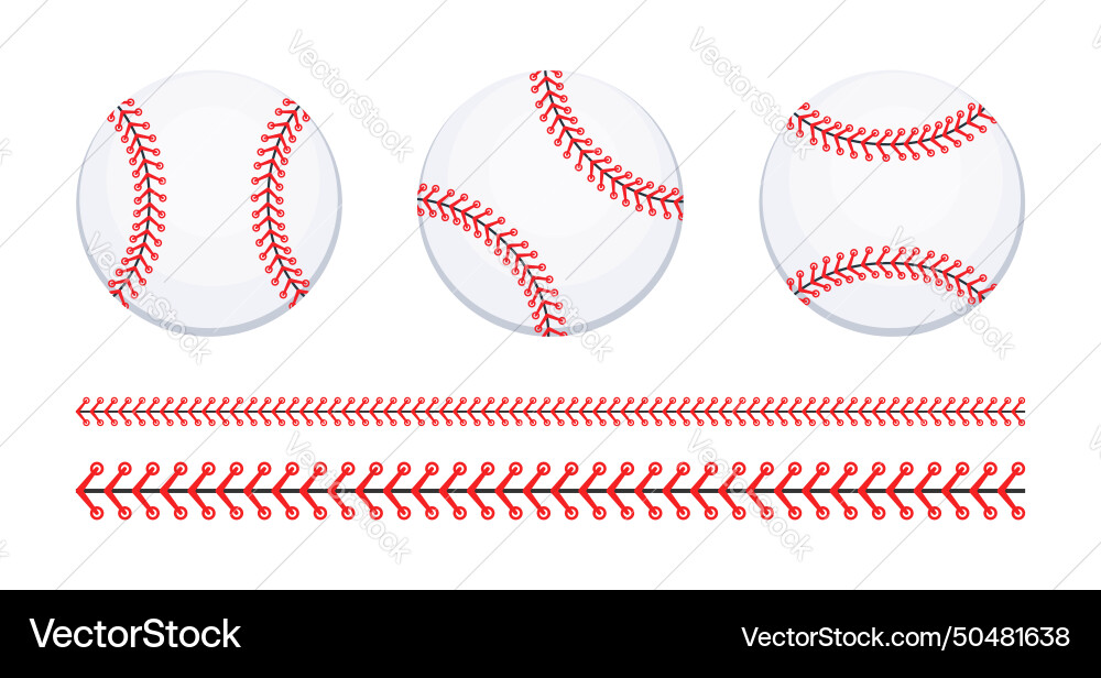 Baseball ball stitches softball base Royalty Free Vector