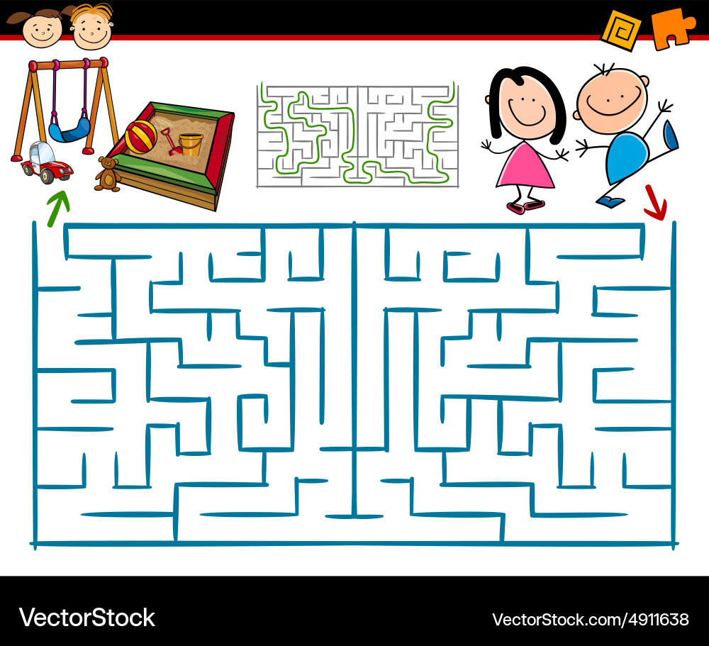 Cartoon maze or labyrinth game Royalty Free Vector Image