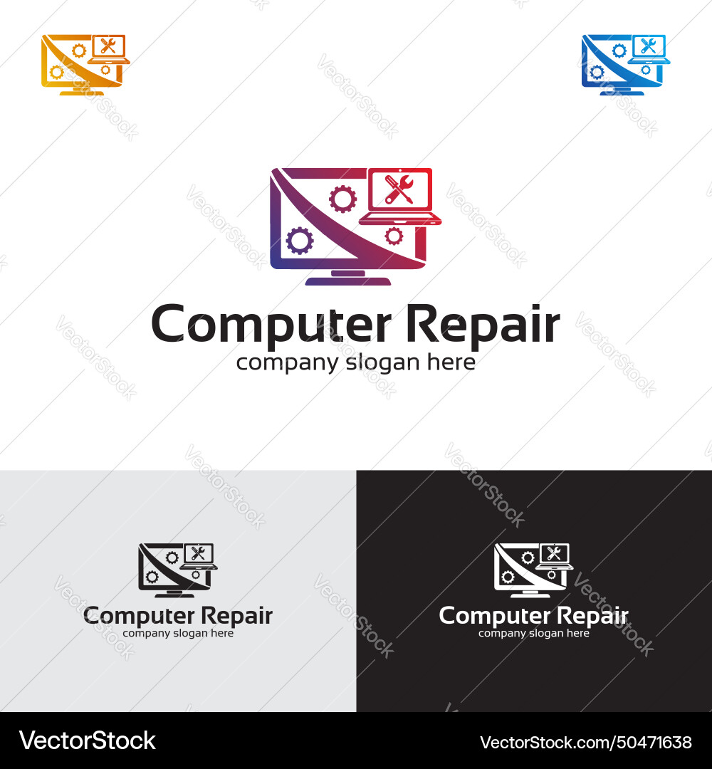 Computer repair logo Royalty Free Vector Image