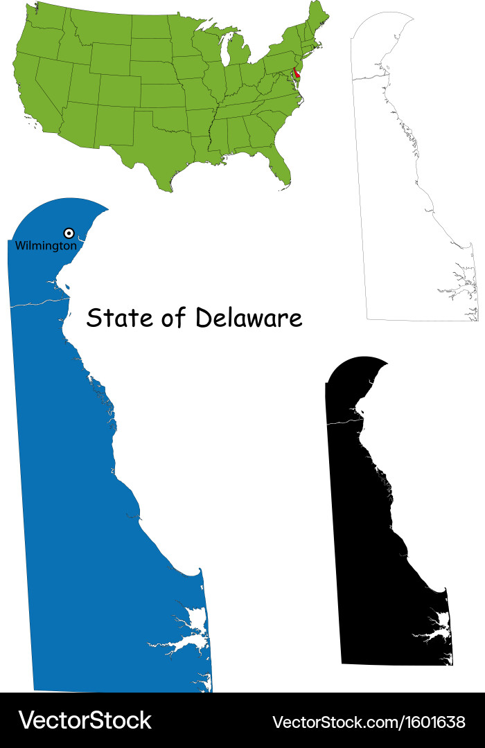 Delaware map Royalty Free Vector Image - VectorStock