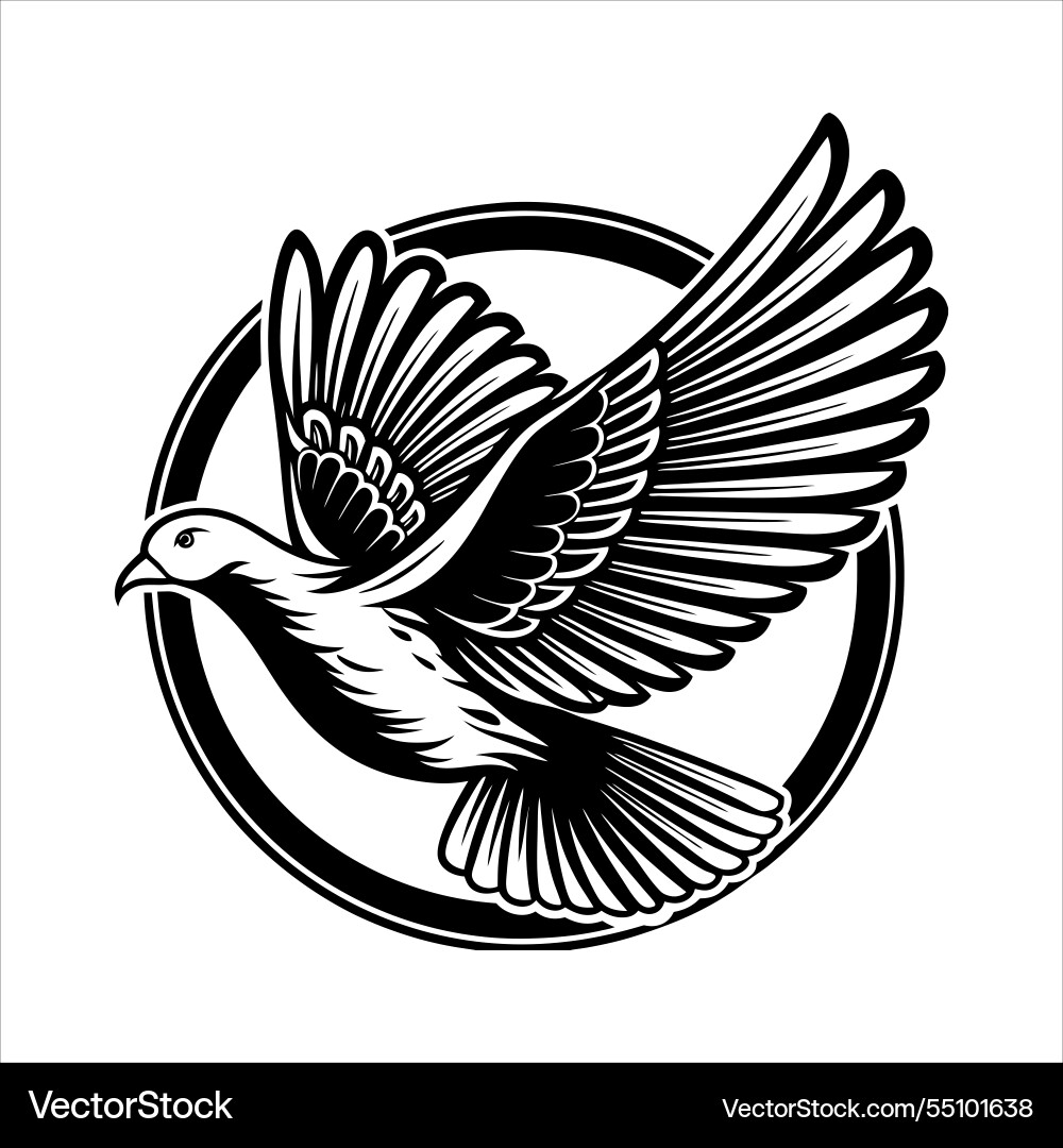 Flying dove silhouette Royalty Free Vector Image