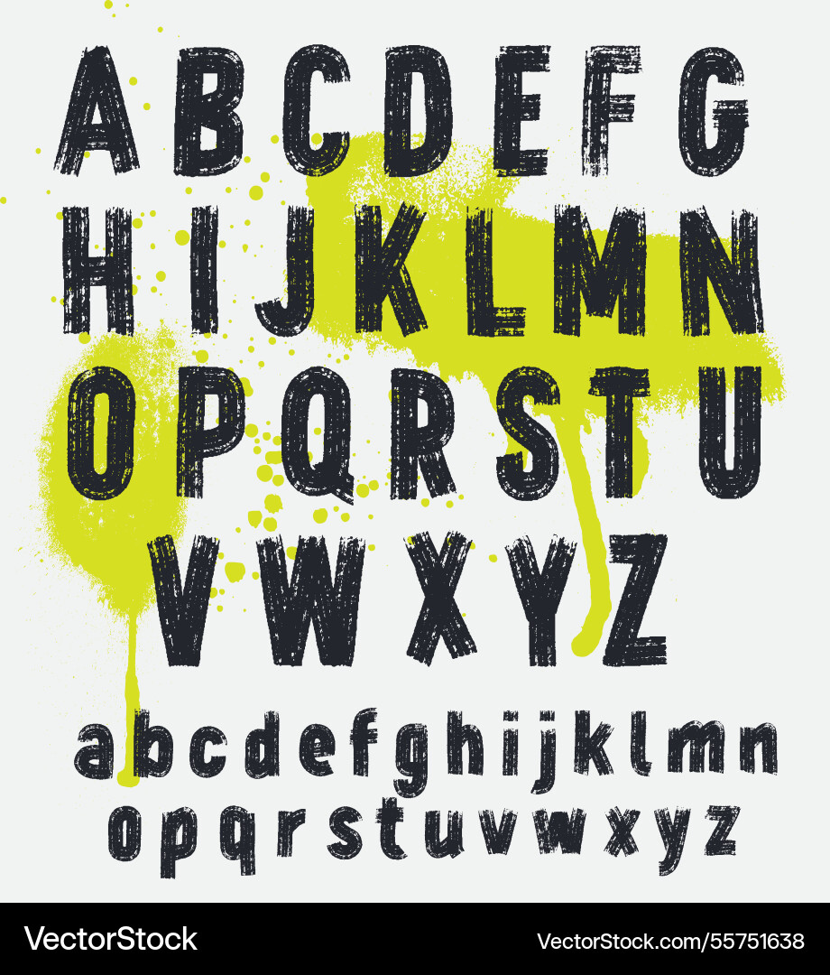 Grunge letters font distressed black alphabet Vector Image