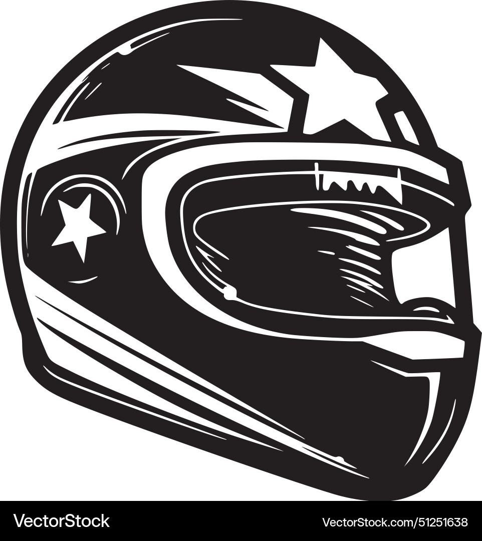 Helmet - black and white Royalty Free Vector Image