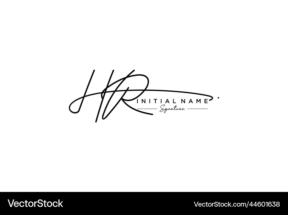 Initial hr signature logo template hand drawn Vector Image