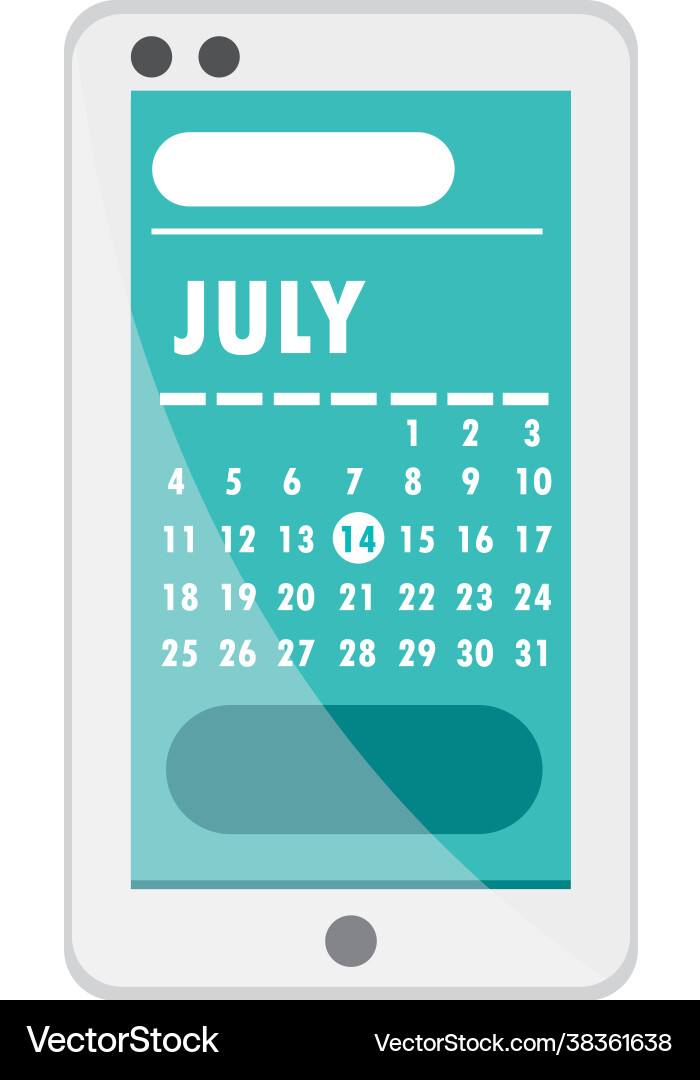 Mobile calendar app Royalty Free Vector Image - VectorStock