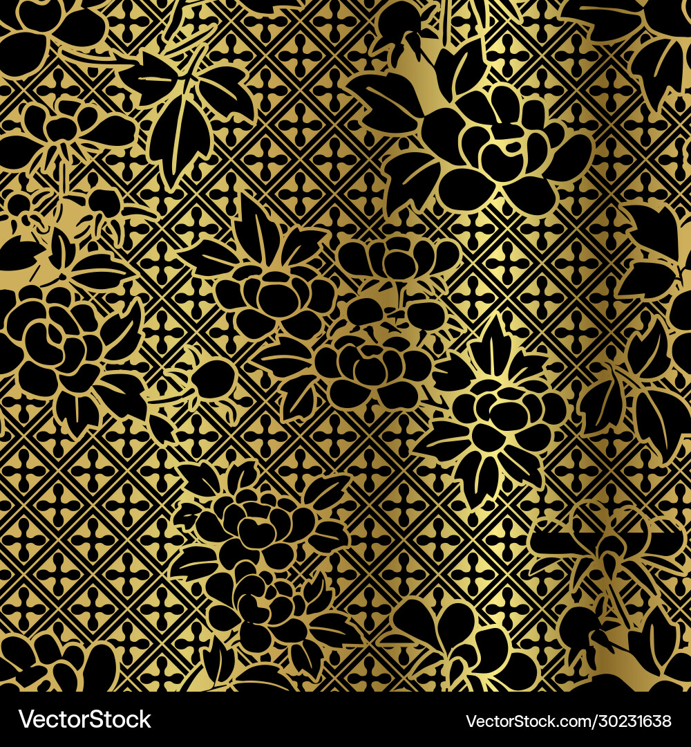Peony japanese chinese design seamless pattern Vector Image