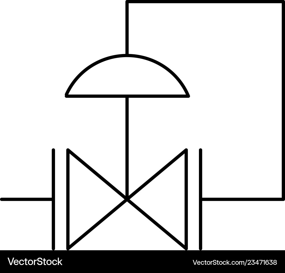 Pressure reducing regulator valve symbol icon Vector Image