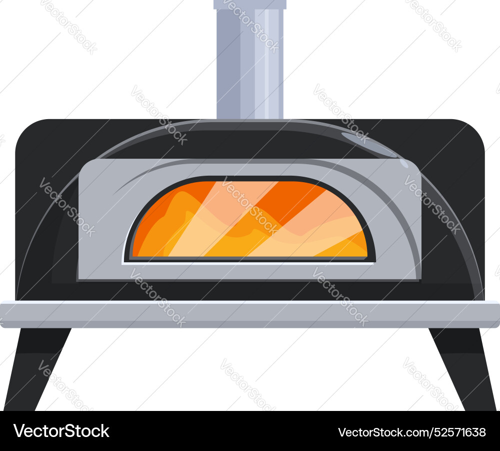 Professional pizza oven burning wood fire Vector Image
