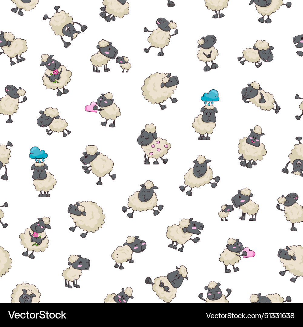 Sheep character cartoon seamless pattern cute Vector Image