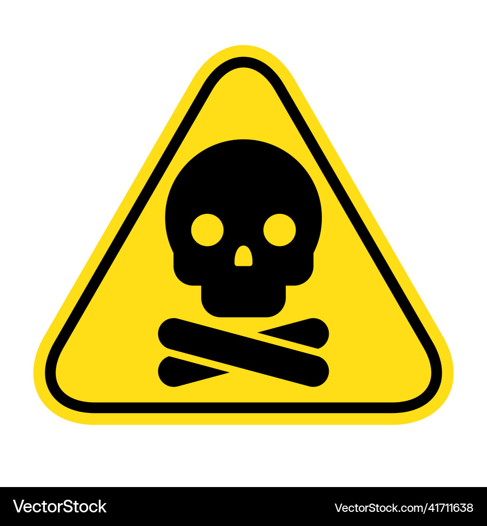 Skull and bones icon attention poison toxic Vector Image
