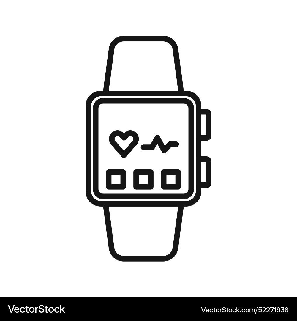 Smart watch icon black line art logo Royalty Free Vector