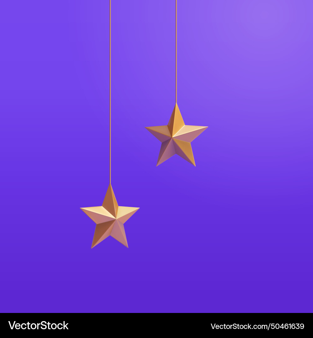 3d gold hanging star decoration Royalty Free Vector Image