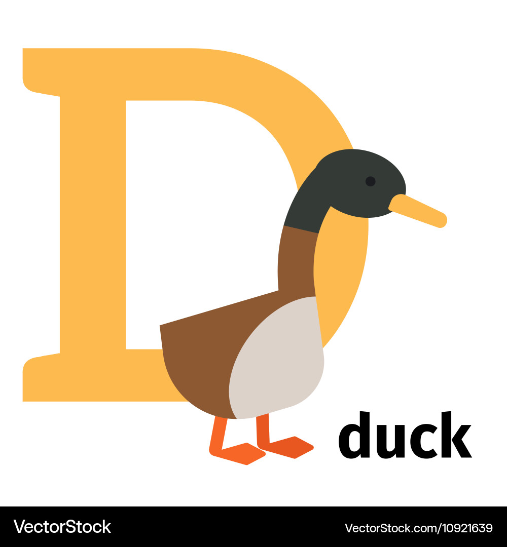 English animals zoo alphabet letter d Royalty Free Vector