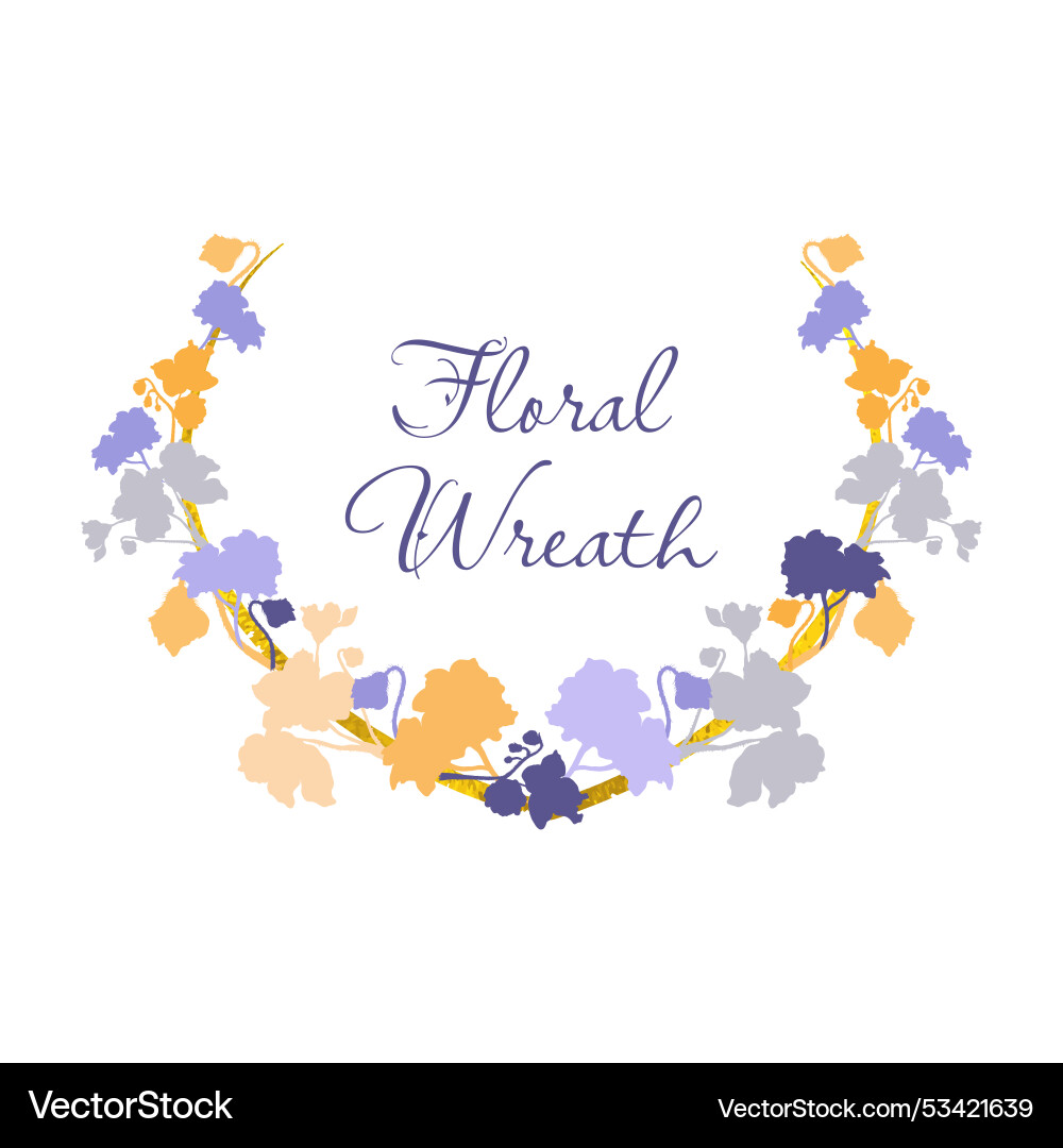 Isolated wreath with the handdrawn african violets