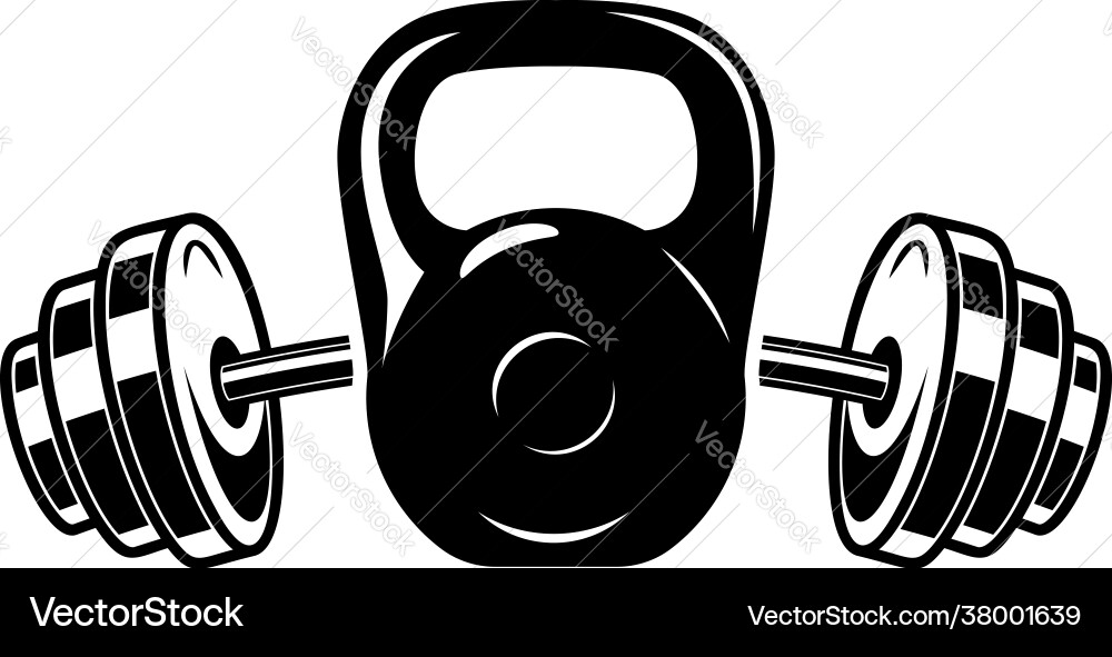 Kettlebell and barbell design element Royalty Free Vector